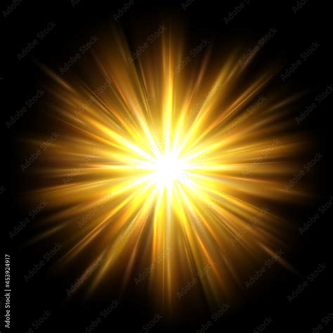 Yellow Sun Rays Glowing Light Effect Radial Golden Rays And Warm