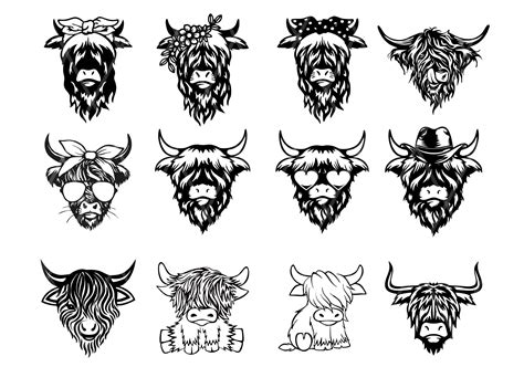 Highland Cow Svg Bundle Cuttable Design SVG PNG DXF Etsy Canada
