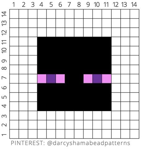 Minecraft Endermen Pattern 14x14 Minecraft Pixel Art Easy Pixel Art