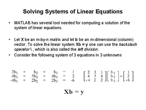 Matlab Solve System Of Linear Equations Matrix Tessshebaylo