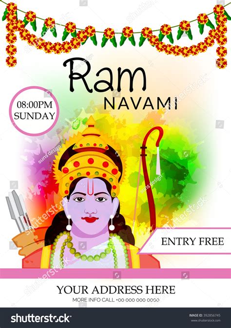 Vector Illustration Flyer Ram Navami God Stock Vector Royalty Free