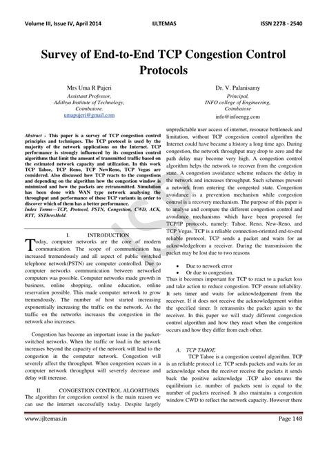 pdf survey of end to end tcp congestion control protocols