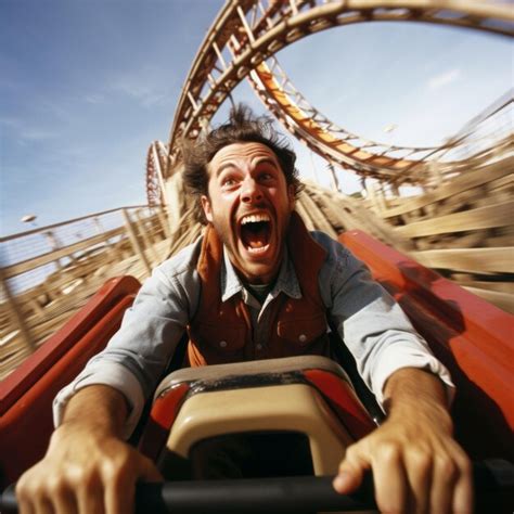 A Man Riding A Roller Coaster Premium AI Generated Image