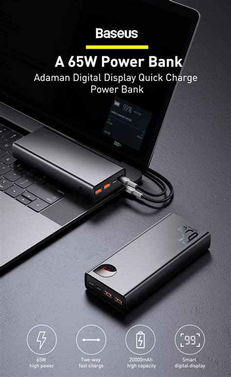 Baseus Adaman Metal Digital Display Quick Charge Power Bank 20000mAh