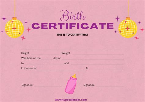 Free Printable Birth Certificate Templates PDF Blank Fillable