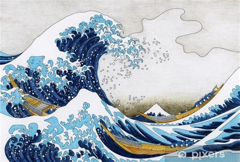 Sticker Coloriage Hokusai La Grande Vague De Kanagawa Adulte Pixers Fr