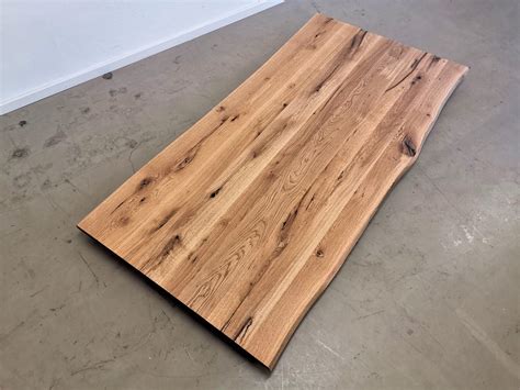 Eiche Tischplatte mit Baumkante Massivholz Möbel Tischplatten