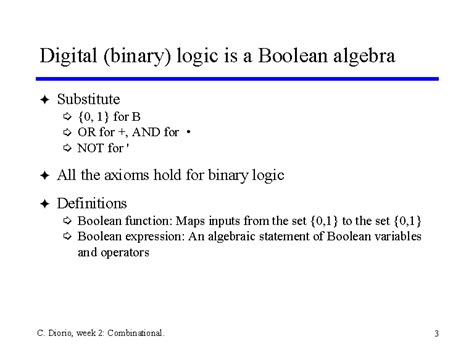 digital binary logic is a boolean algebra