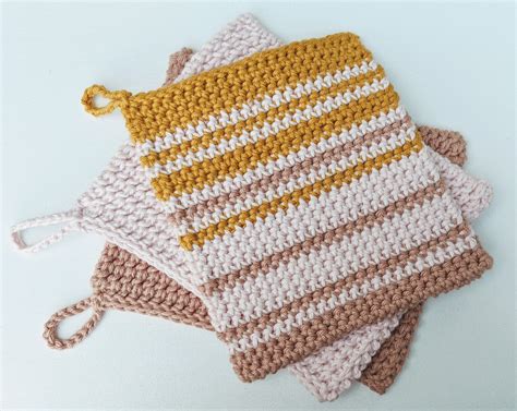 Crochet Thermal Stripes Potholder My Crochet Space