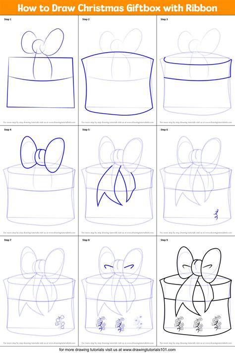 How To Draw Christmas Giftbox With Ribbon Christmas Step By Step