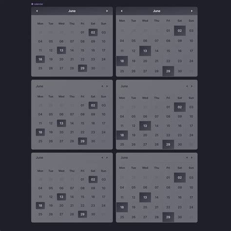 Calendar UI Kit Figma
