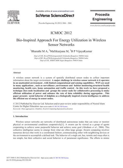 pdf bio inspired approach for energy utilization in wireless sensor networks