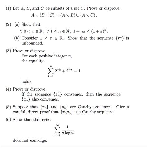 solved 1 let a b and c be subsets of a set u prove or