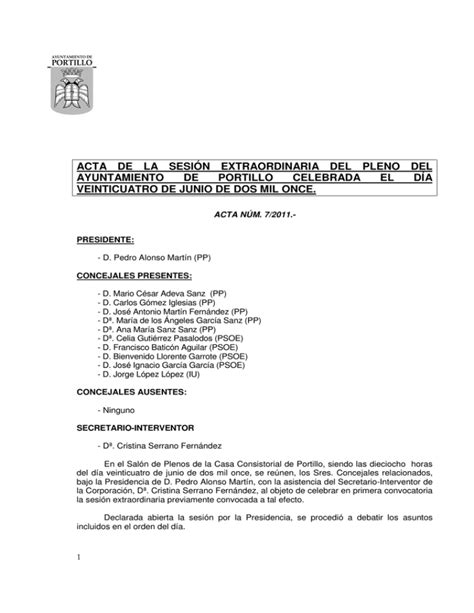 ACTA DE LA SESIÓN EXTRAORDINARIA DEL PLENO DEL