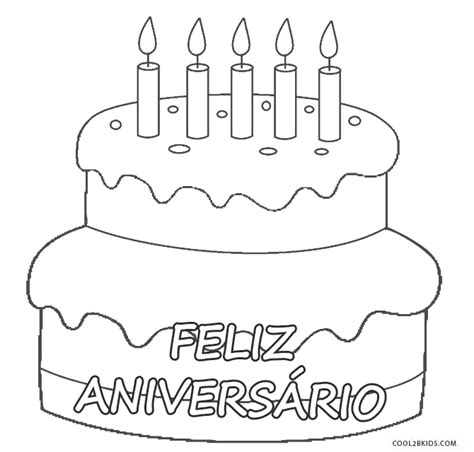 Desenhos de Bolo de Aniversário para colorir Páginas para impressão