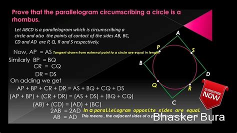 Prove That The Parallelogram Circumscribing A Circle Is A Rhombus YouTube