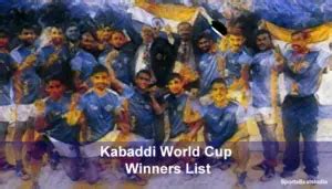 Kabaddi World Cup Winners List All Time Champions
