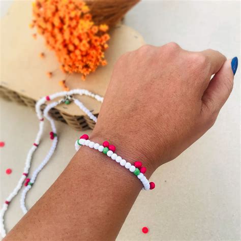 Pulseira cereja Pulseiras de miçangas Pulseiras artesanais Diy