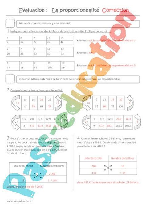 Proportionnalité Cm2 Evaluation Reconnaissance règle de 3 PDF