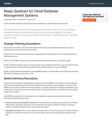 2023 Gartner Magic Quadrant For Cloud Database Management Systems