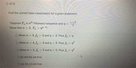 solved find the correct base case cases for a given