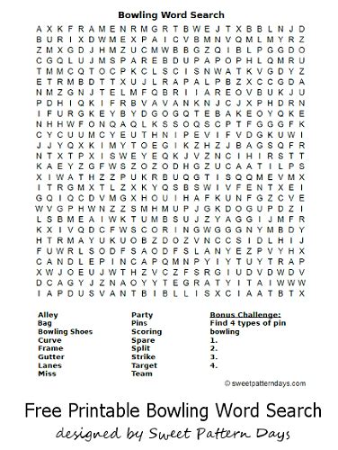 Bowling Word Search