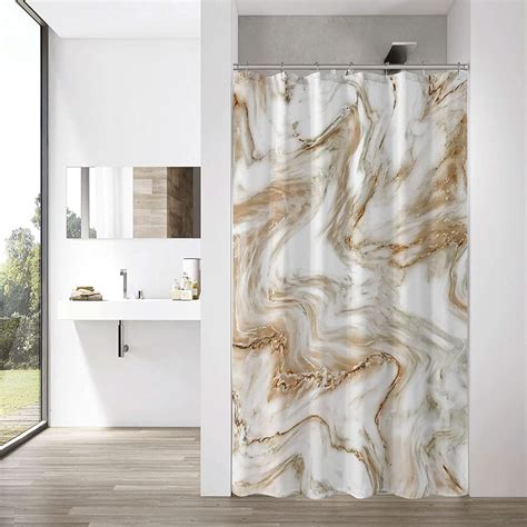 Small Stall Shower Curtain 36 X 72 Brown Marble Half Size Shower