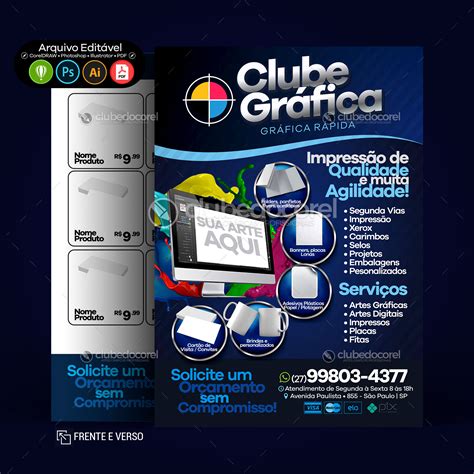 Gráfica Rápida Panfleto Flyer CDR PSD AI PDF 01 Clube do Corel