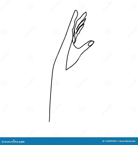 Abstract Hand One Line Drawing Continuous Line Hand Isolated On White