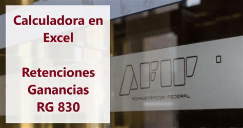 Calculadora Retenci N Ganancias Rg V En Excel Para Descargar