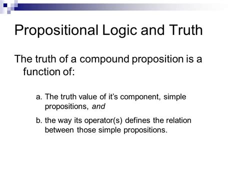 propositional logic the basics 2 truth tables for propositions ppt download