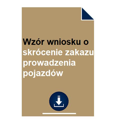 Wz R Wniosku O Skr Cenie Zakazu Prowadzenia Pojazd W Pdf Doc Pobierz