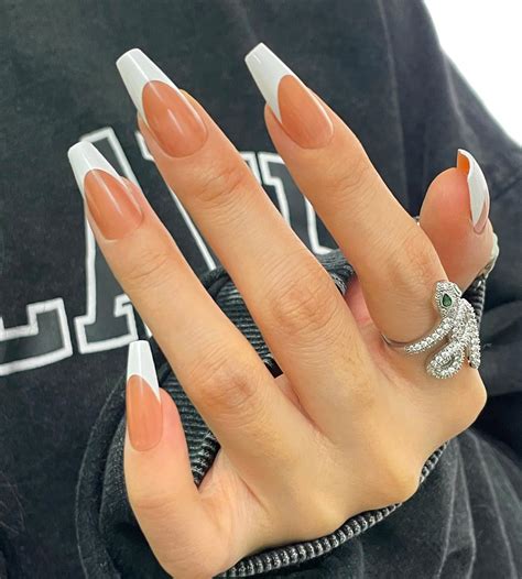 Amazon Artquee French Tip Press On Nails Long Gel Coffin Fake