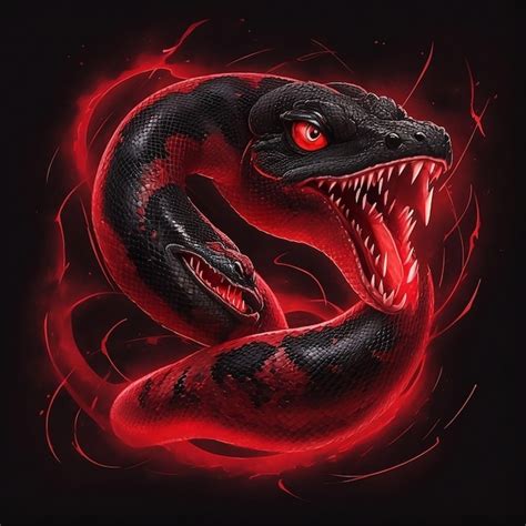 Uma cobra irritada preta e vermelha uma cabeça vermelha e um fundo