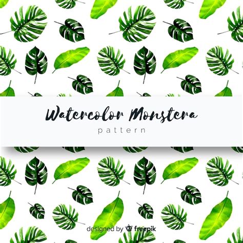 Free Vector Watercolor Monstera Leaves Pattern