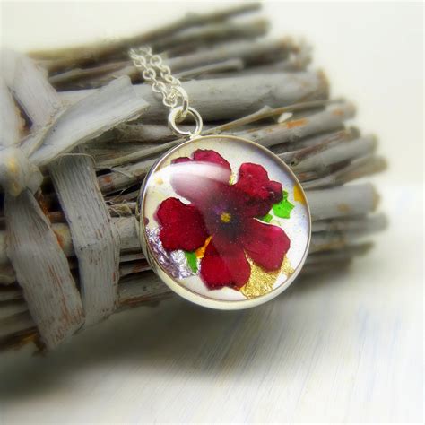 Verbena Necklace Nature Jewellery Resin Jewellery Real Flower