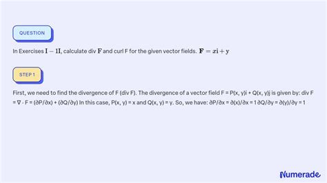 ⏩solved in exercises i 1 i calculate div f and curl f for the given… numerade