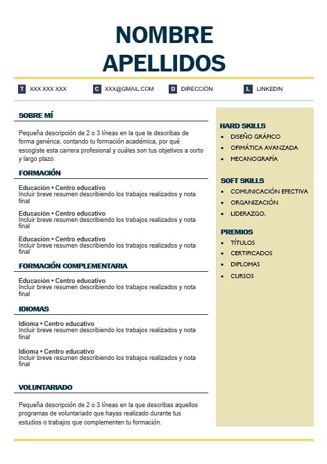 CURRICULIM VITAE BÁSICO Descarga GRATIS en Word