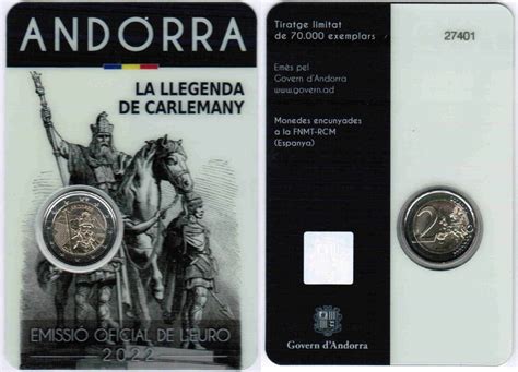 Andorre 2 commémorative ANDORRA 2 EURO 2022 CHARLEMAGNE
