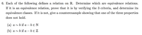 solved 6 each of the following defines a relation on r
