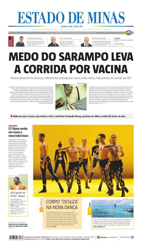 Confira A Capa Do Jornal Estado De Minas Do Dia 27 08 2019