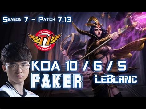 SKT T1 Faker LEBLANC Vs CORKI Mid Patch 7 13 KR Ranked YouTube