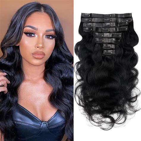 Amazon Liwihas Seamless PU Body Wave Clip In Hair Extensions Real