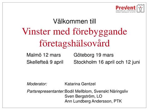 PPT Välkommen till Vinster med förebyggande företagshälsovård