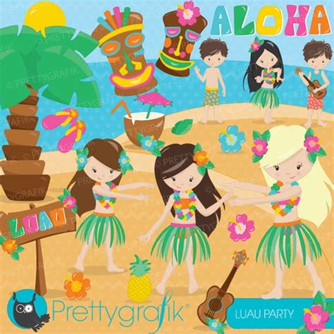 Luau Party Clipart Commercial Use Vector Graphics Digital Etsy Australia
