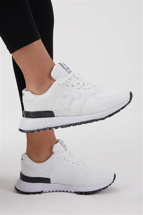 Unisex Beyaz Kaymaz Eva Taban Bağcıklı Sneaker Tonny Black