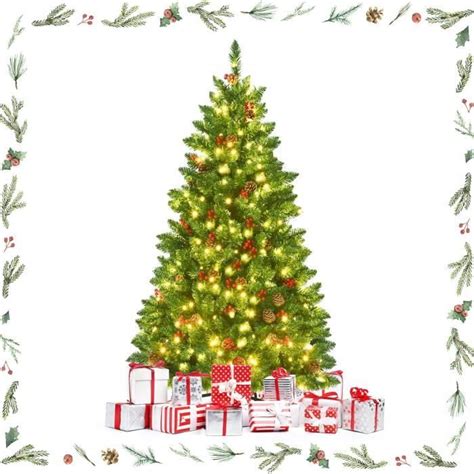 Goplus Sapin De No L Artificiel Lumineux Led Blanche Chaude Branches