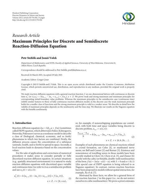 pdf maximum principles for discrete and semidiscrete reaction diffusion equation