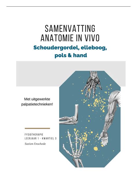 Samenvatting Anatomie In VIVO Leerjaar 1 Kwartiel 3 Schoudergordel