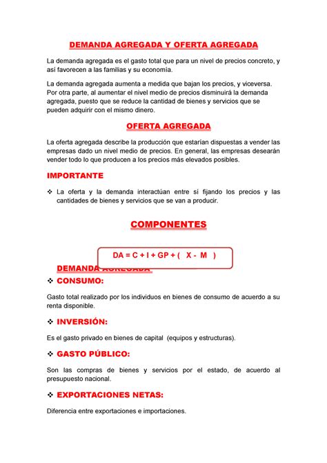 Oferta Y Demanda Agregada Impreso DEMANDA AGREGADA Y OFERTA AGREGADA